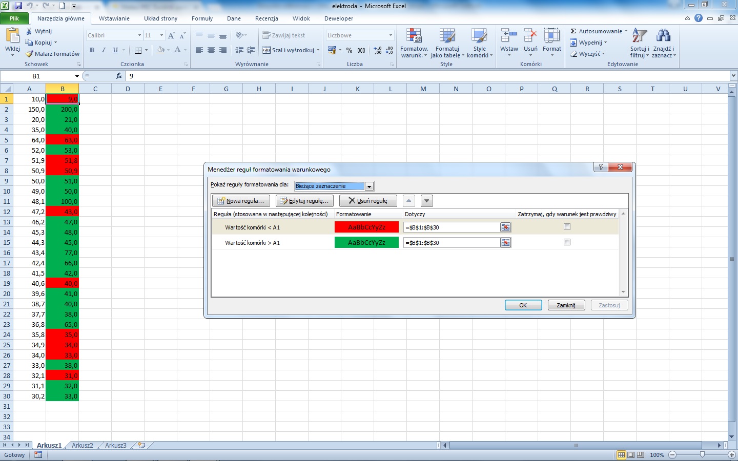 Excel Change The Color Of Cells In Column B When In The Same Row B A 