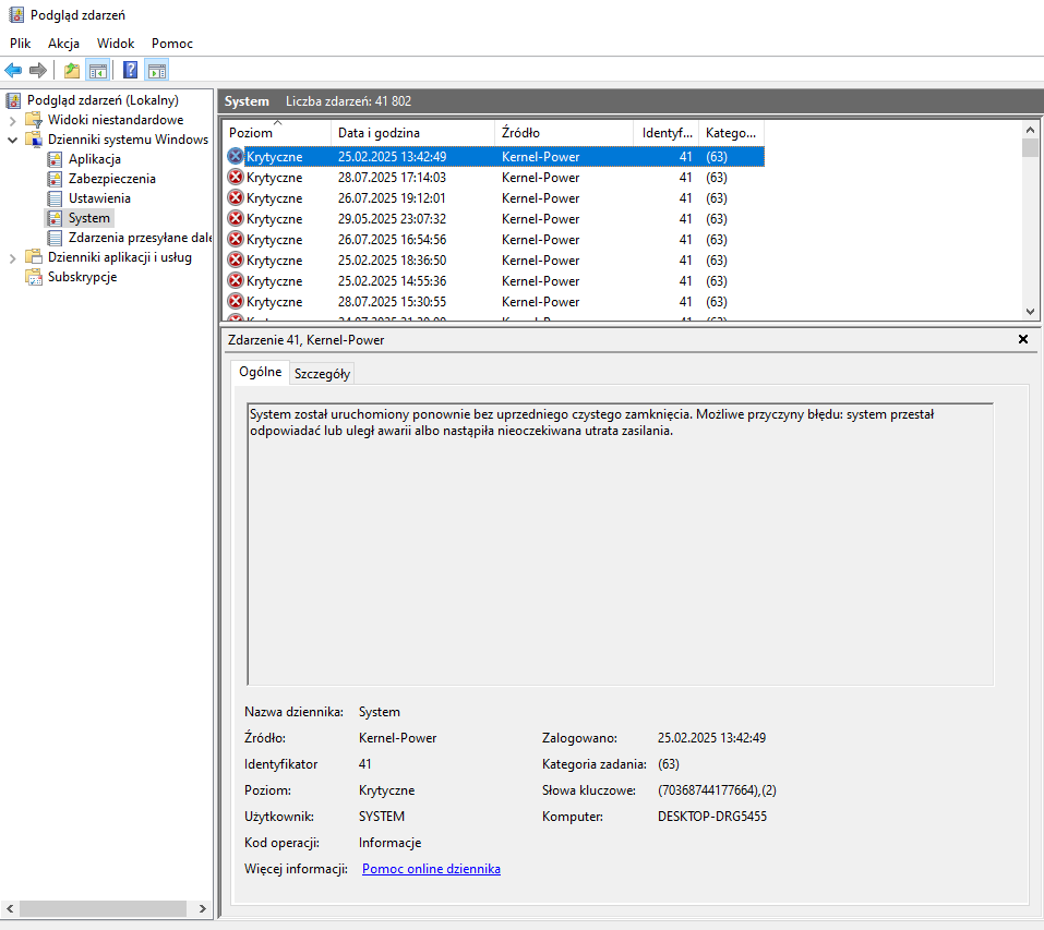 Kernel-Power 41, blue screen: UNEXPECTED_STORE_EXCEPTION