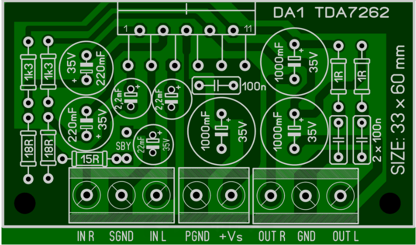 Jak podłączyć elementy do masy w schemacie TDA7263 bez MUTE? Czy Vs to 12V?