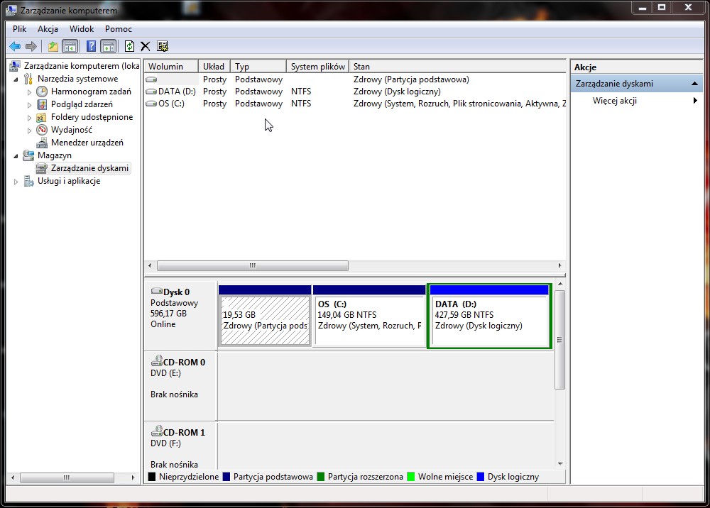 Co to za partycja? Bez oznaczenia. Partycja podstawowa.