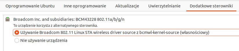 [Rozwiązano] Dlaczego pod Ubuntu 22.04 nie działa Wi-Fi? Karta: Broadcom Model BCM943228HMB.