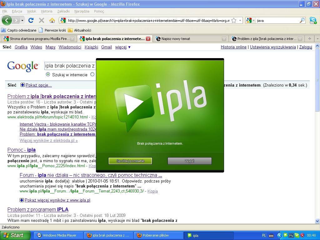 Ipla nie łączy się z internetem po zmianie dysku i instalacji Windows XP