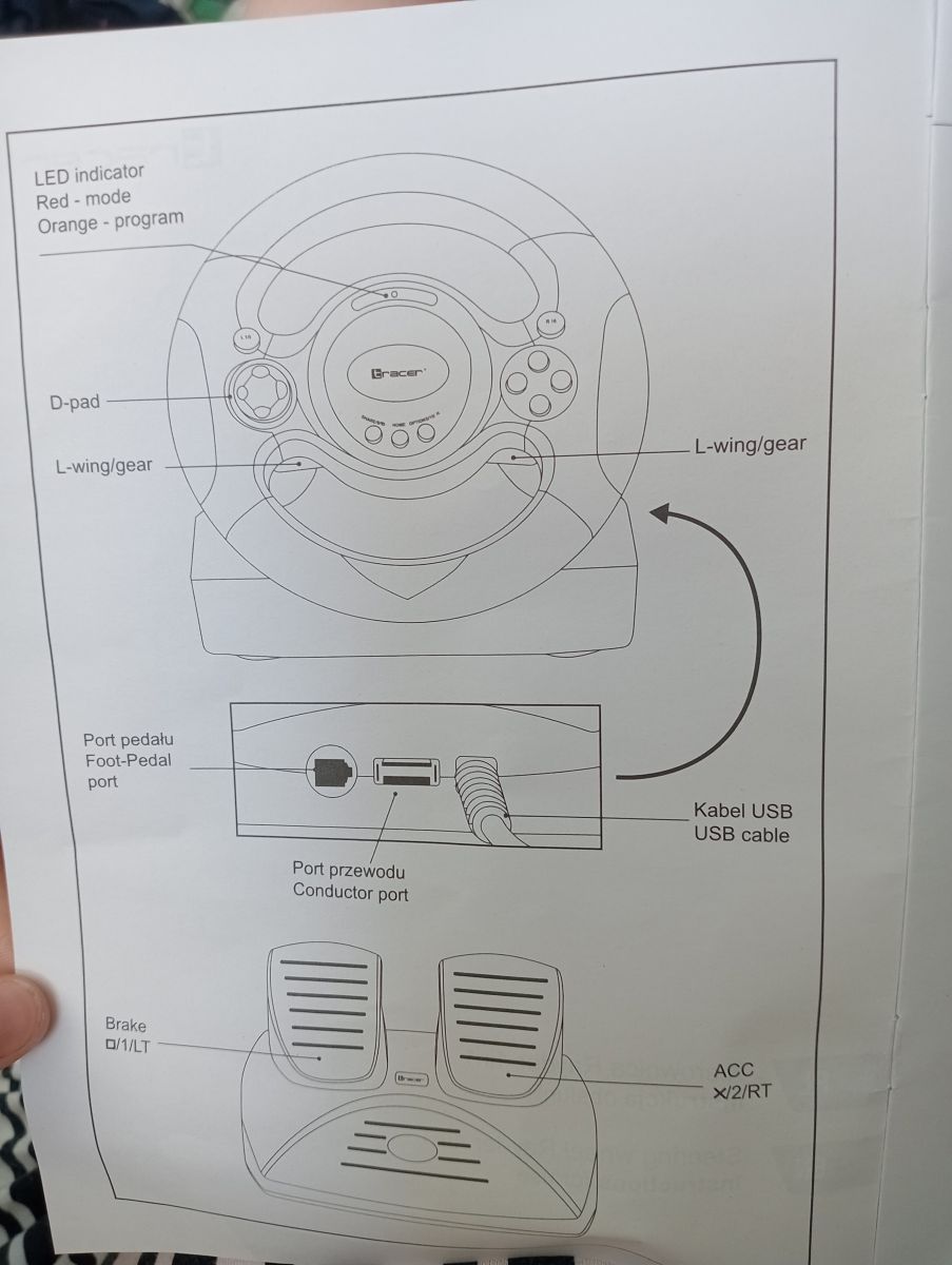 Konfiguracja kierownicy Tracer Rayder 4 in 1 - poszukiwane instrukcje