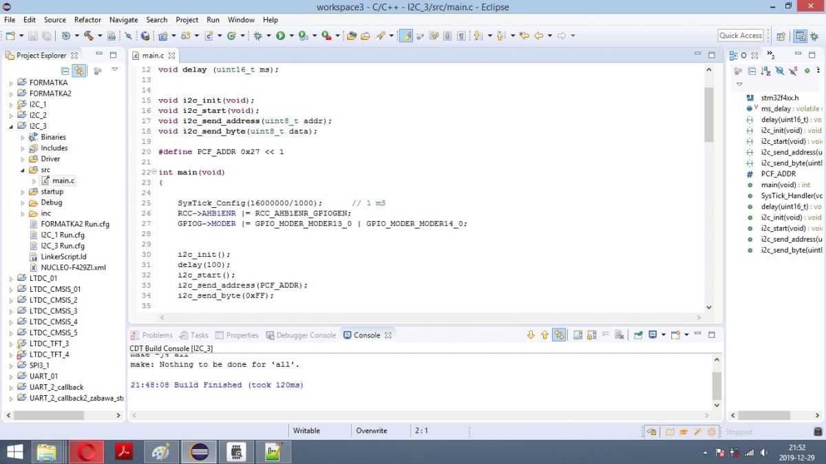 Jak poprawnie podzielić projekt na pliki .c i .h w SW4STM32 dla I2C?