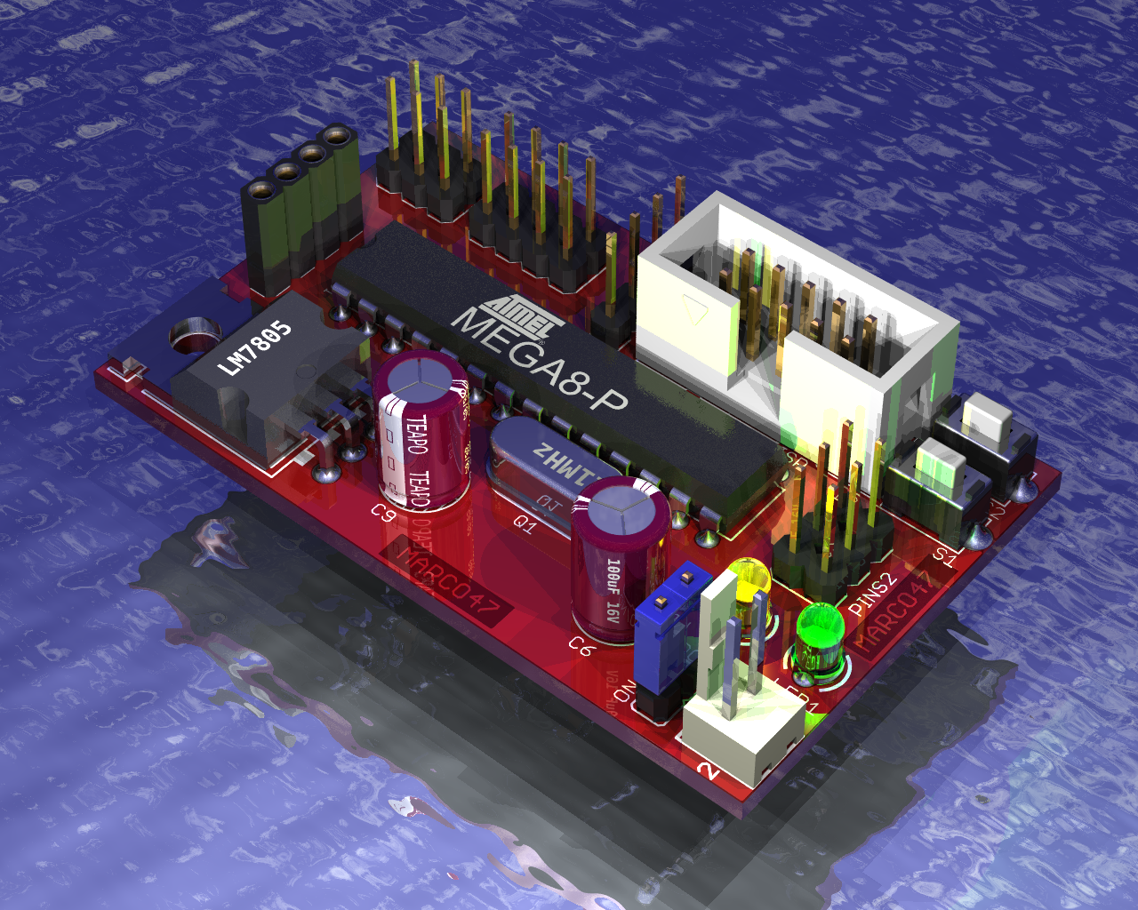 [Eagle] Sprawdzenie PCB z Atmega88: odbiór UART z BTM-222, generacja ...
