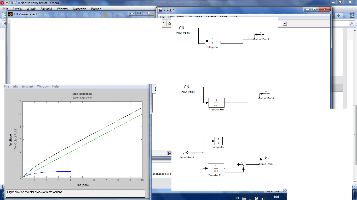 Matlab (simulink) Regulatory P,I,PI,PD,PID charakterystyki