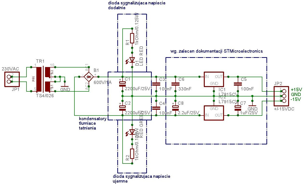 Zastosowanie różnych kondensatorów w układach 7815 i 7915 - sens i funkcja