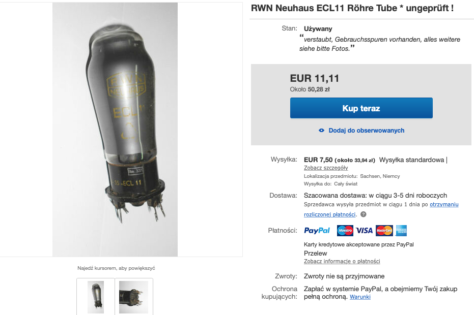 Gdzie znajdę lampy ECL11, AZ11 do kupienia? - elektroda.pl