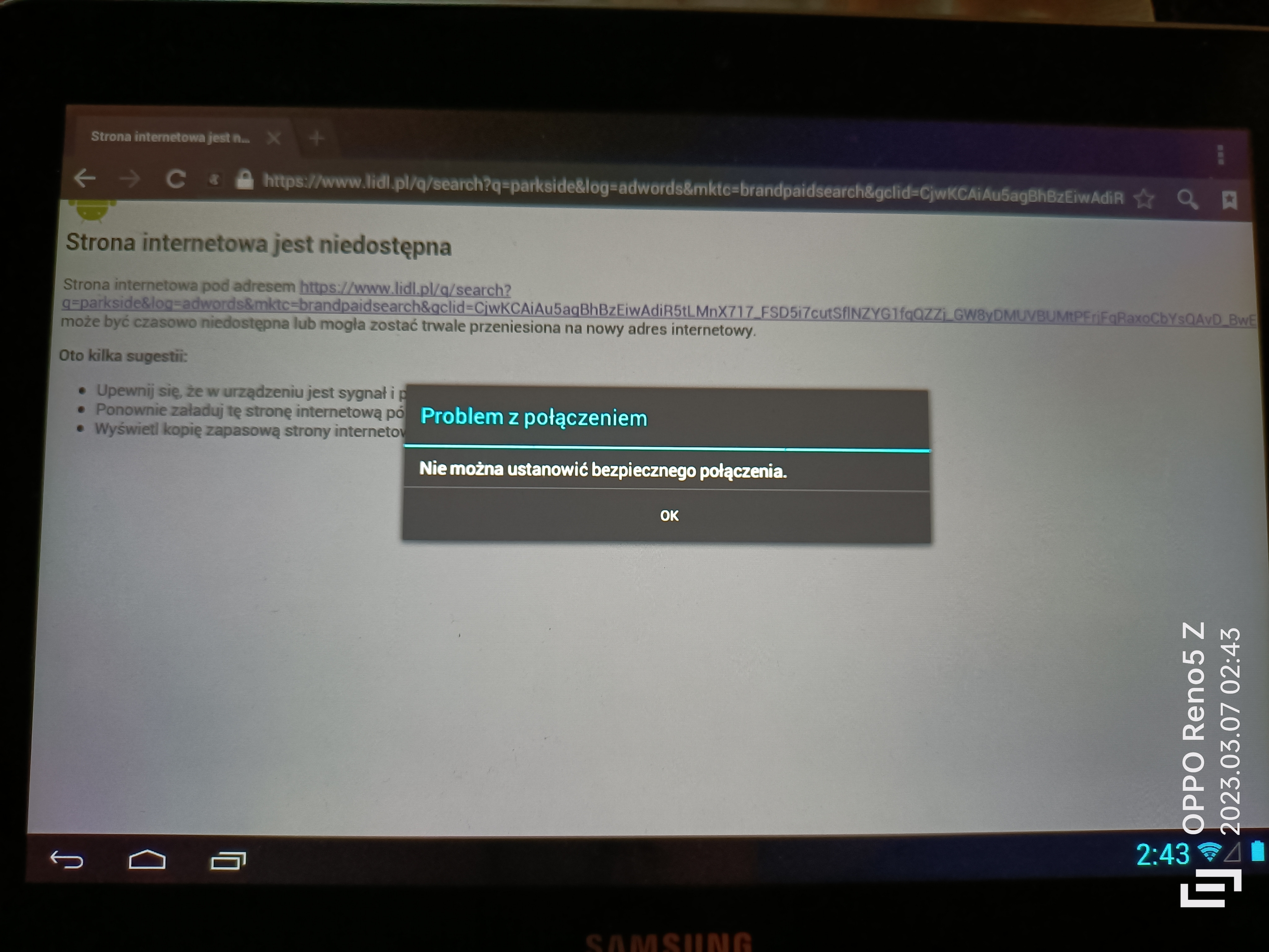 Tablet Samsung Galaxy Tab 8.9 LTE - brak internetu, YouTube, sklep play ...