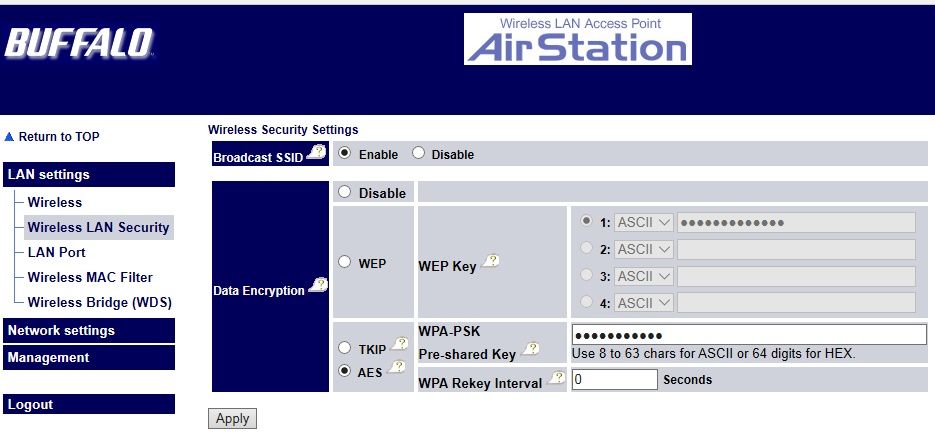 [Rozwiązano] Konfiguracja access point "Buffalo" WLA2-G54L