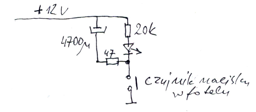 Schemat układu czasowego LED 12 V świecącego kilka minut po impulsie ...