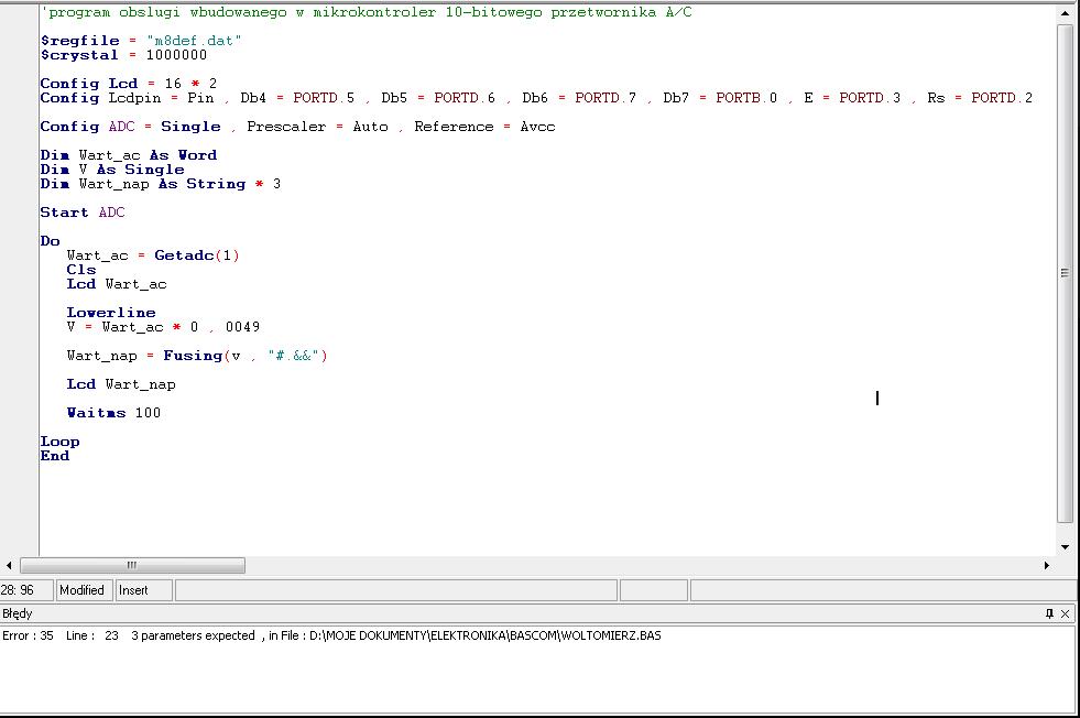 Błąd kompilacji w BASCOM – analiza kodu i interpretacja komunikatu z ...