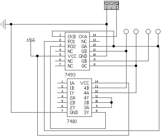 Jak zbudować licznik 7493 modulo 13 z użyciem układu 7400?