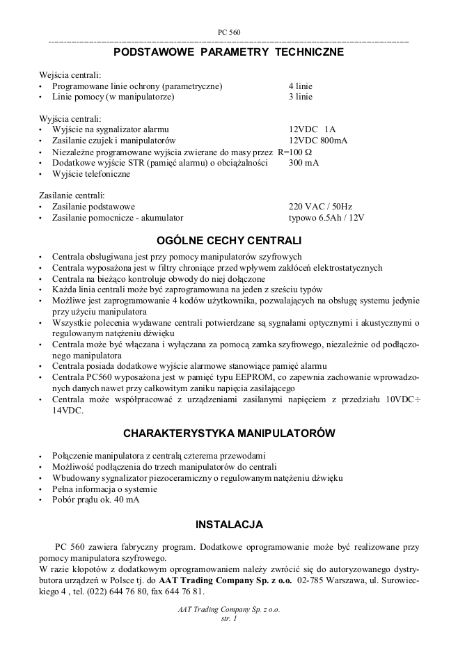 Centrale alarmowe i moduły rozszerzeń - spis instrukcji