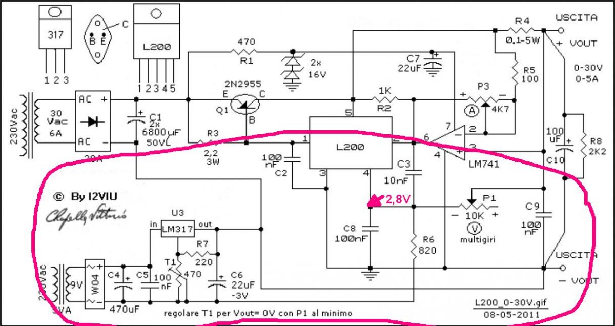 Zasilacz z regulacją napięcia i ograniczeniem prądu na L200