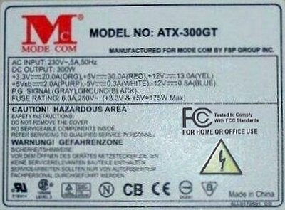 Mode Com model: ATX-300GT zawyżone napięcie +3,3V?