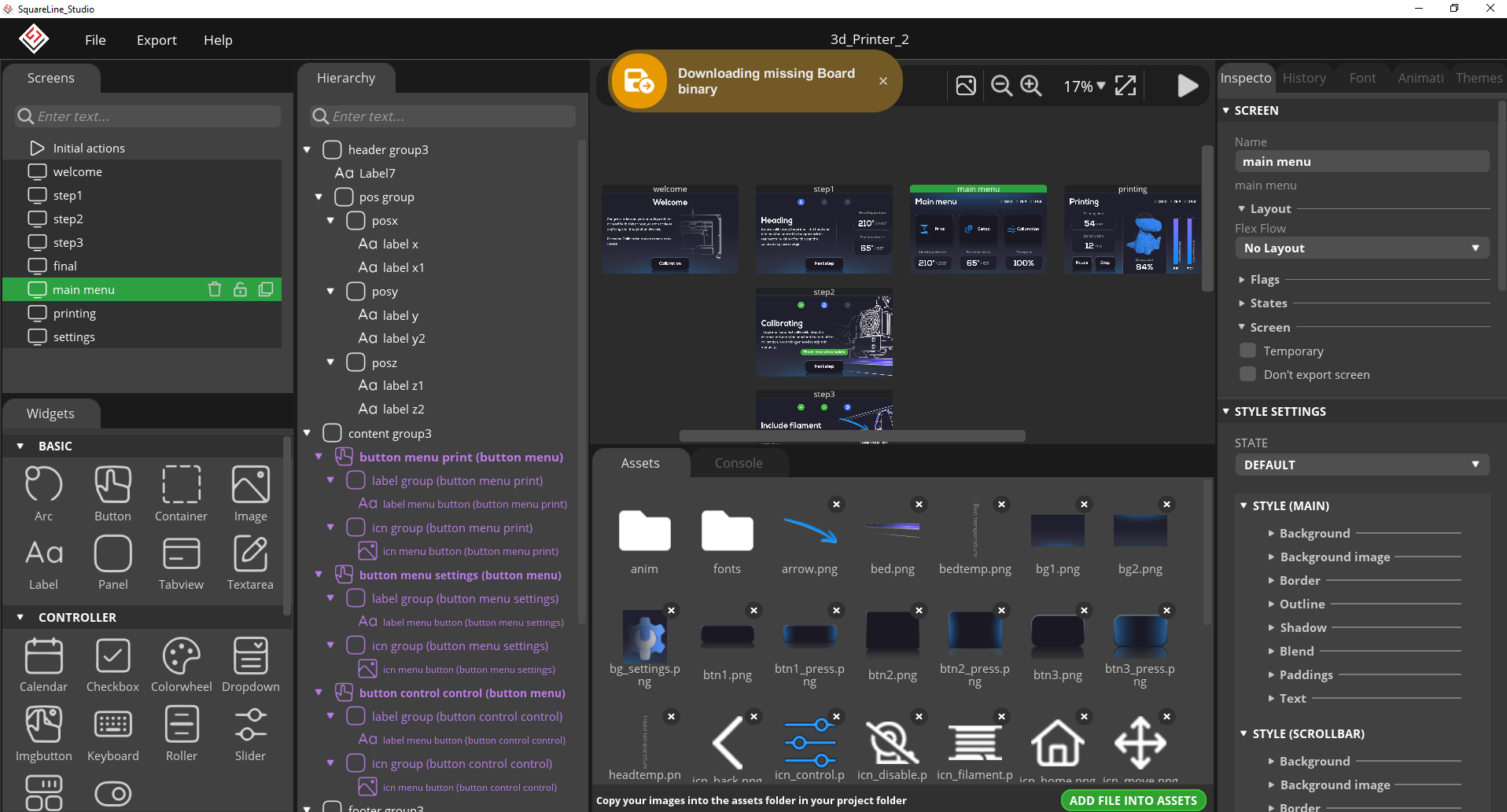 ESP32 and touch display - part 5 - LVGL in SquareLine Studio