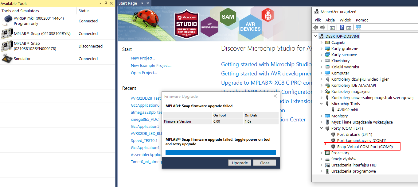 [Rozwiązano] MPLAB SNAP PCB V2 - problemy z działaniem pod Microchip ...
