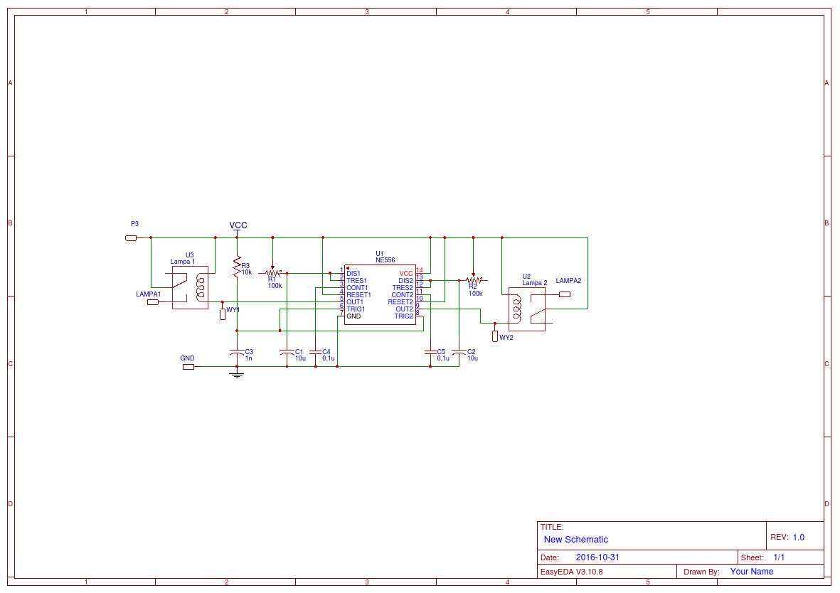 NE556 - Losowe zapalanie się diod w układzie opóźniającym załączenie