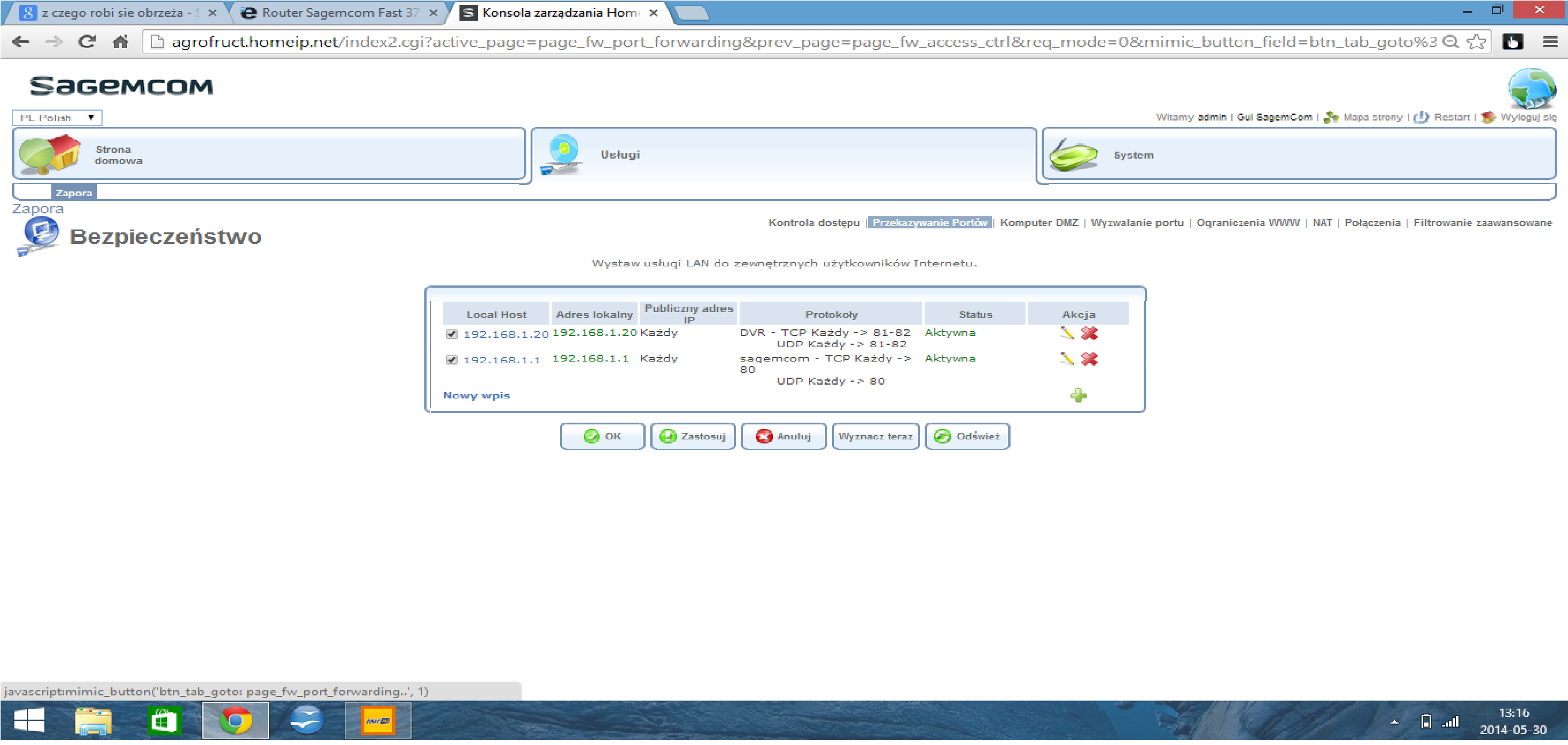 Router Sagemcom Fast 3764 - brak dostępu do rejestratora z sieci ...