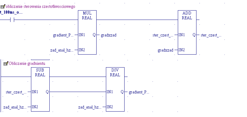 Niepoprawnie działający program w języku drabinowym (PAC Machine Edition)
