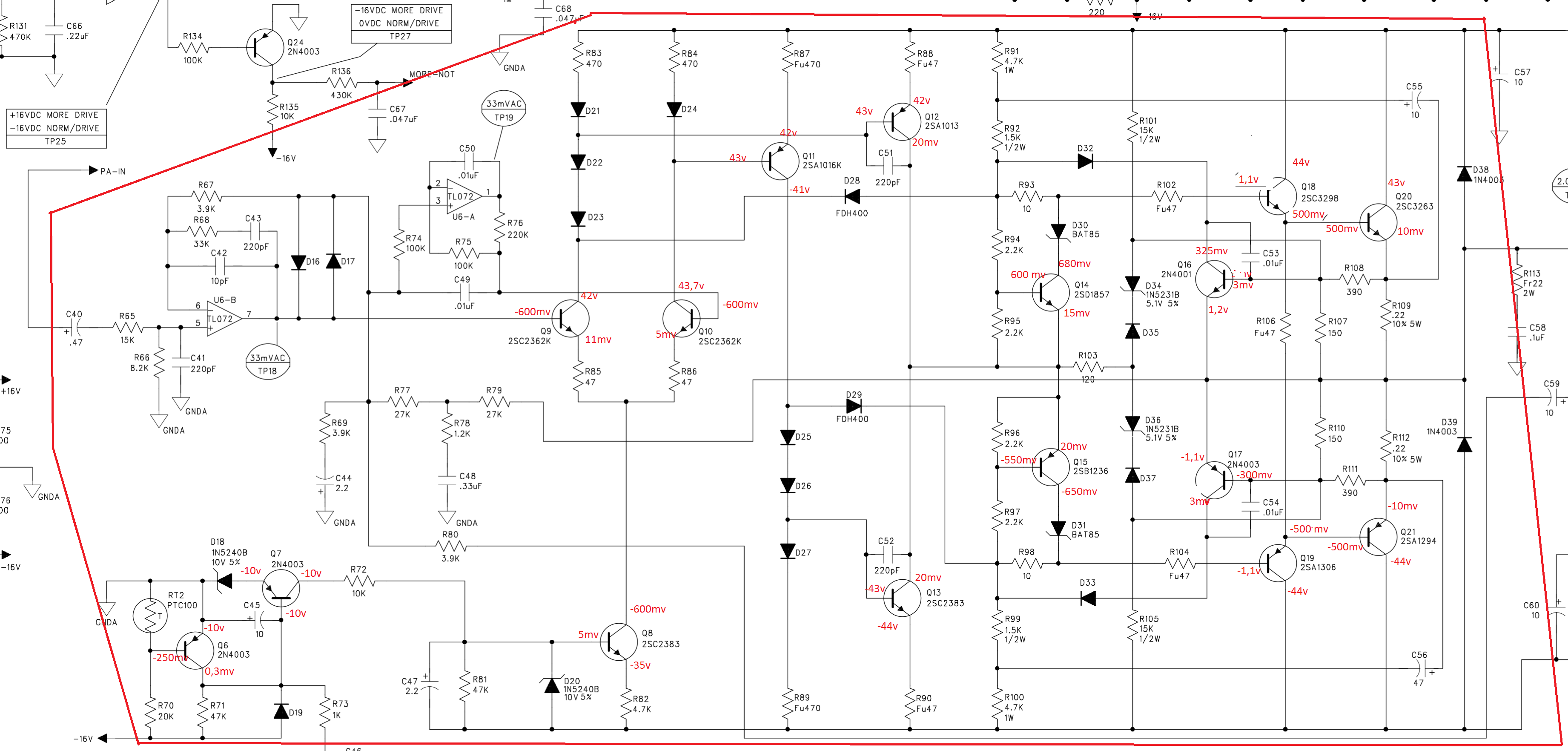 Jak mierzyć napięcia na opampie TL072 w Fender Frontman 212R?