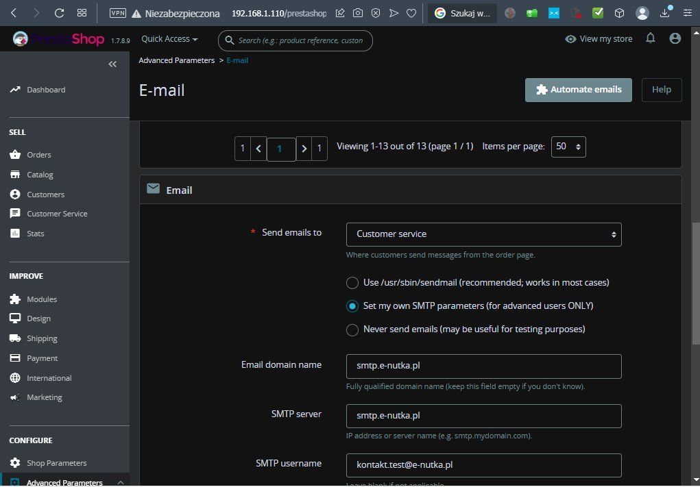 [PROBLEM] PrestaShop 1.7 - problem z konfiguracją kilku kont (SMTP)
