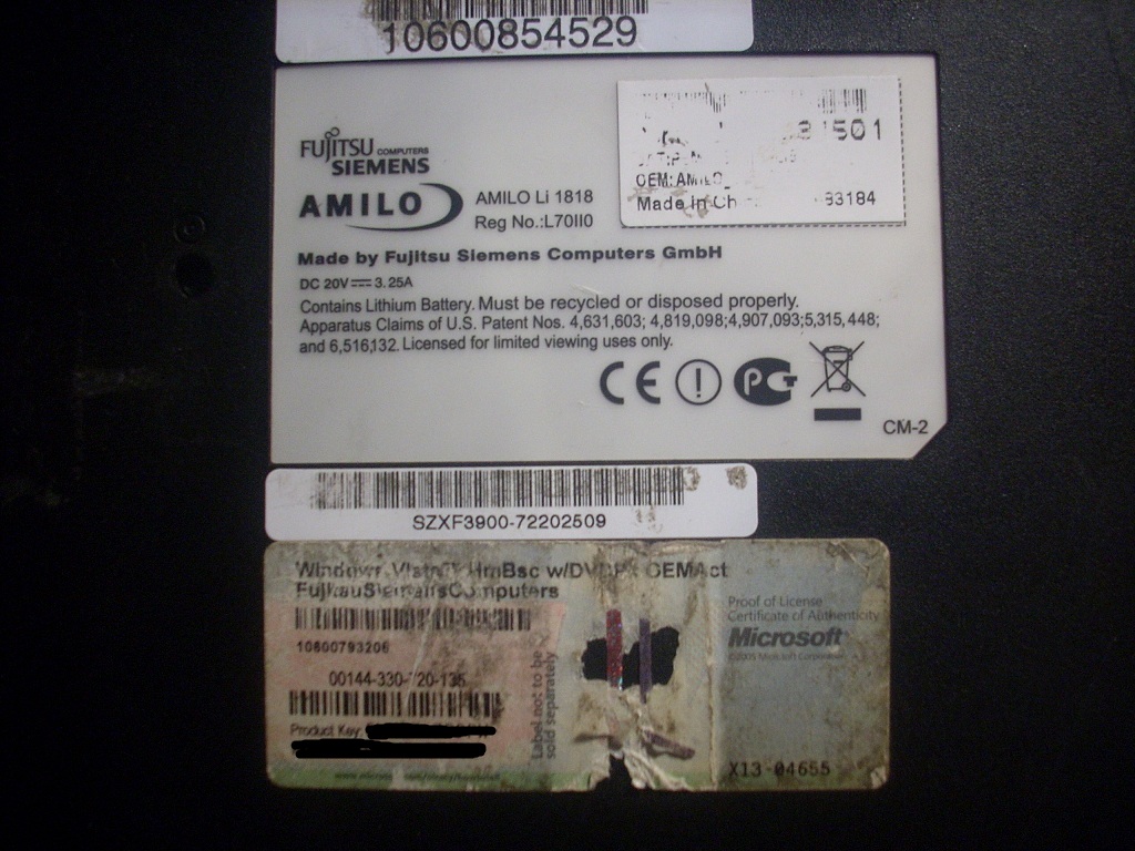 [Sprzedam] Laptop Fujitsu Siemens Amilo Li 1818 Uszkodzony