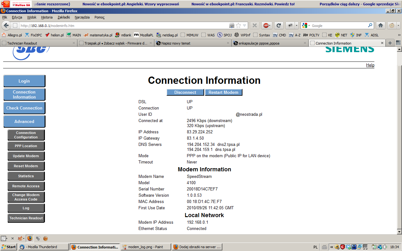 Siemens SpeedStream 4100: PPPoA na modemie czy PPPoE na MikroTik?