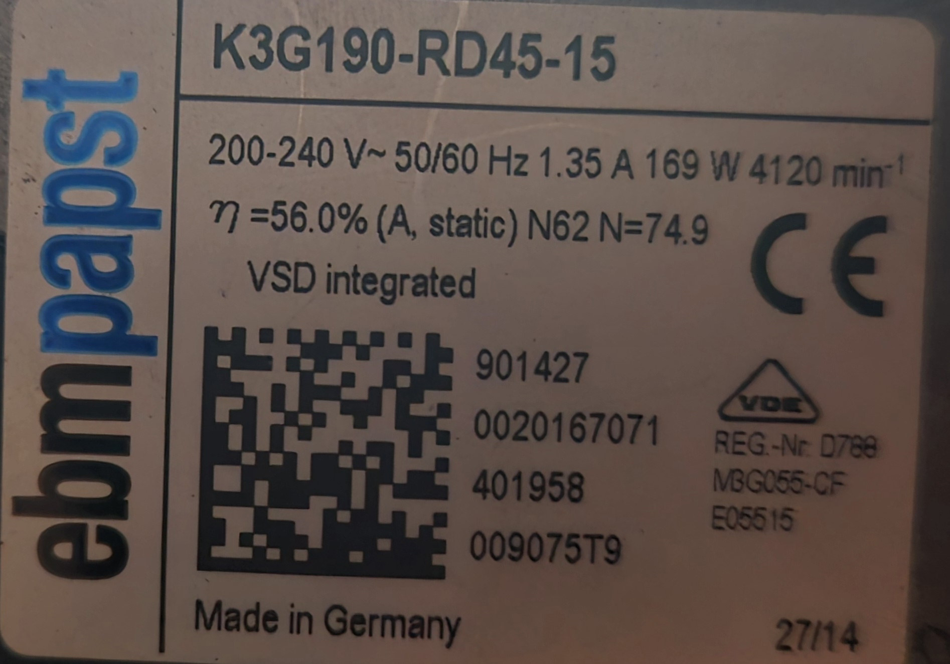 Gdzie kupić używany wentylator Vaillant Eco Var 3604 K3G190-RD45-15?