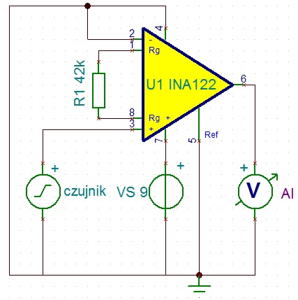 INA122 - Jak odjąć 1,7V z sygnału czujnika przyspieszeń?