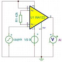 INA122 - Jak odjąć 1,7V z sygnału czujnika przyspieszeń?