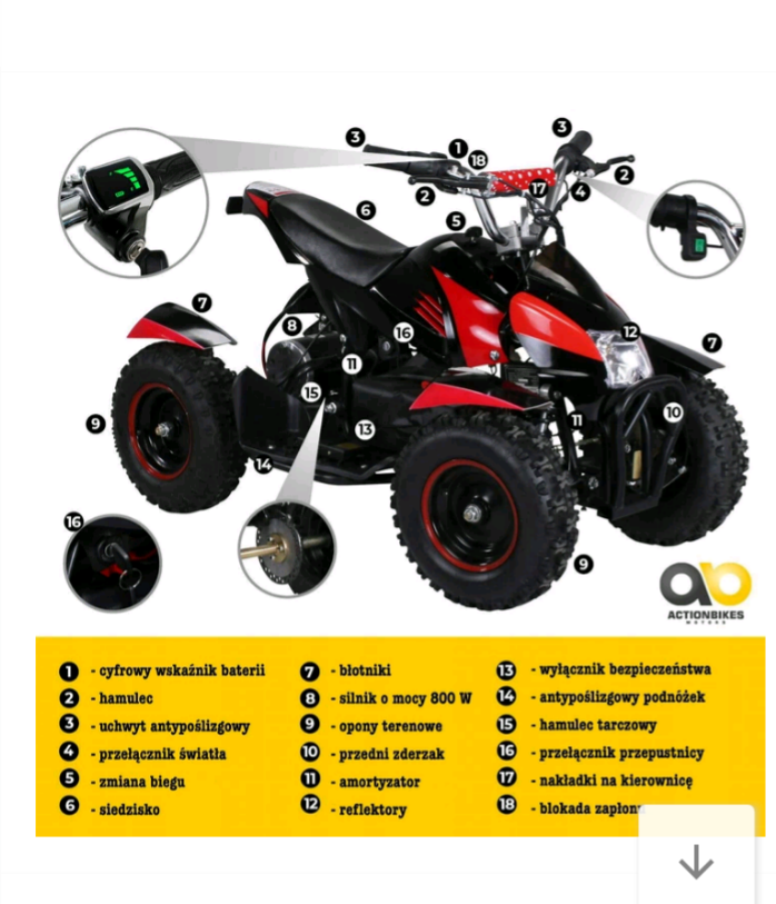 Nieaktywny silnik w elektrycznym quadzie Cobra 800W - sprawdzanie ...