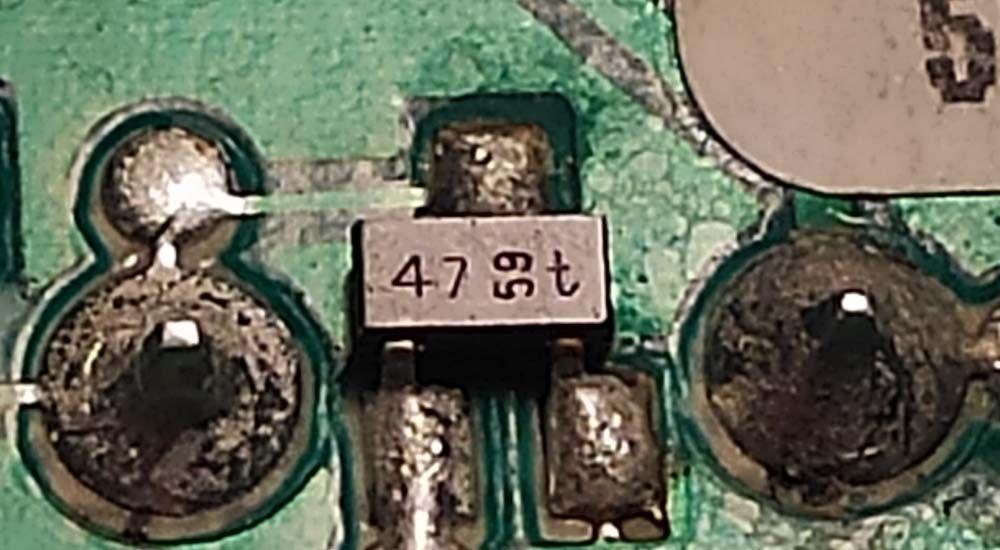 - Identyfikacja elementów SMD (E6FB0 lub E6F80, 47(59)t, A6t(68))