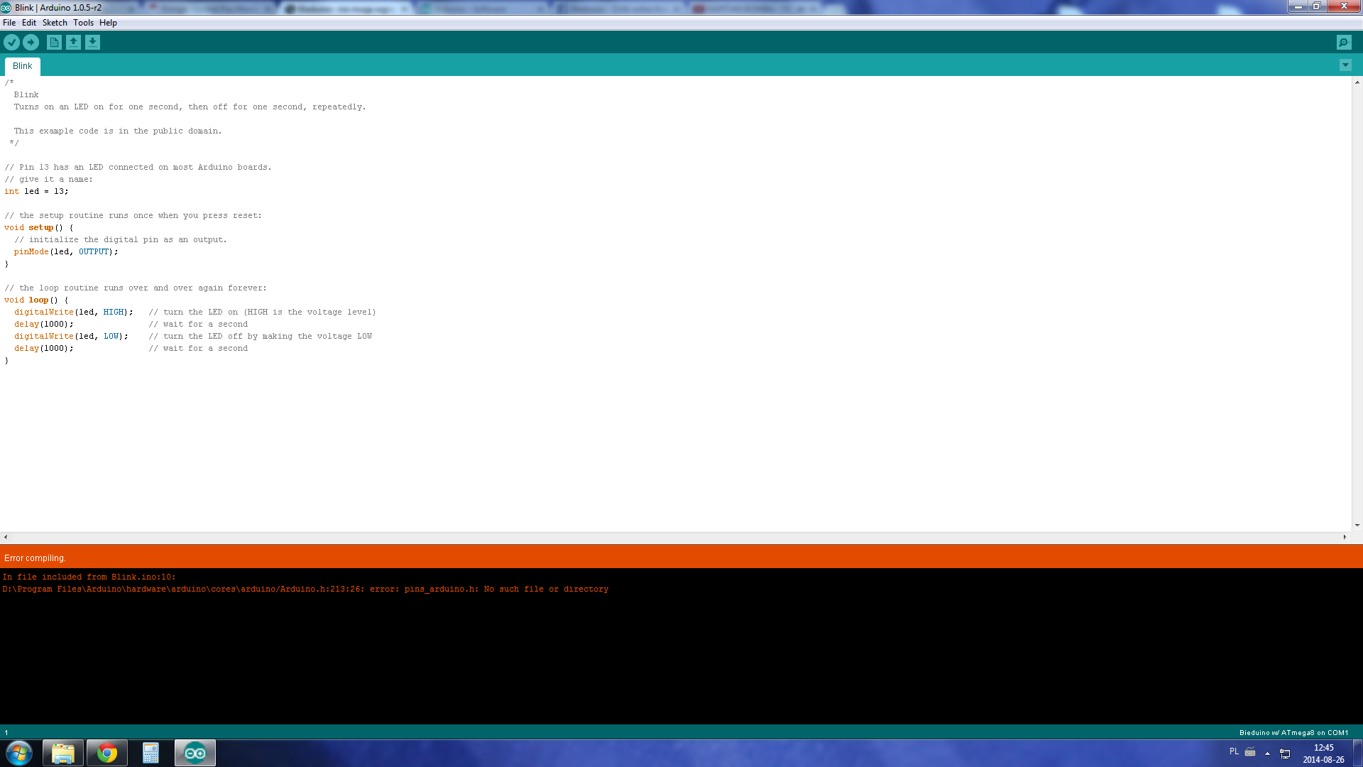 Bieduino - problem z wgraniem programu przez Arduino IDE na Atmega8
