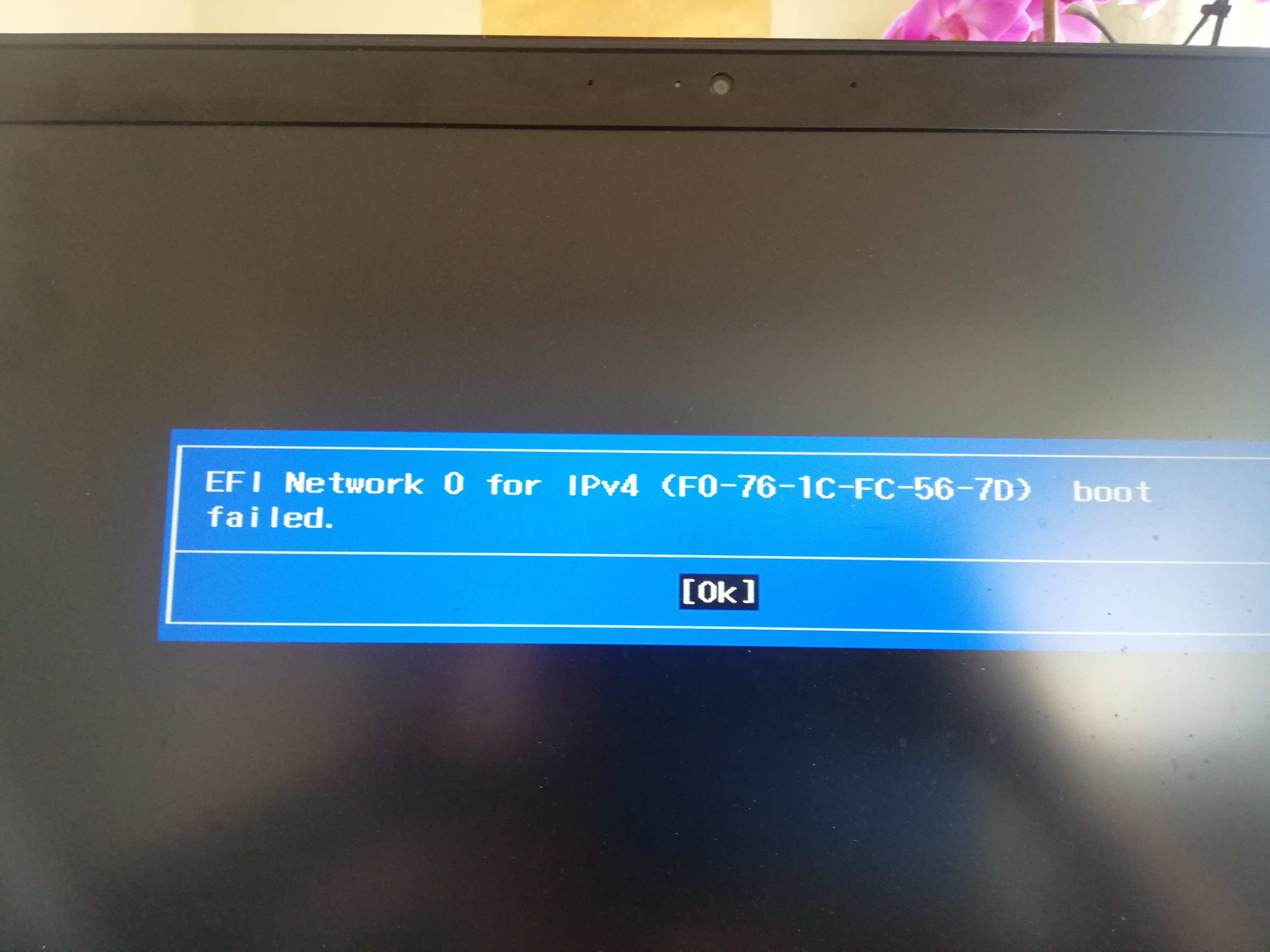 Lenovo Y50-70, błąd EFI Network 0 for IPv4 (F0-76-1C-FC-56-7D) boot failed