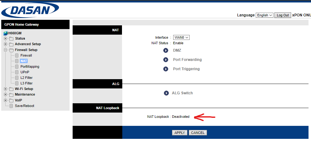 Aktywacja NAT Loopback na routerze Dasan H660GM (wersja oprogramowania ...