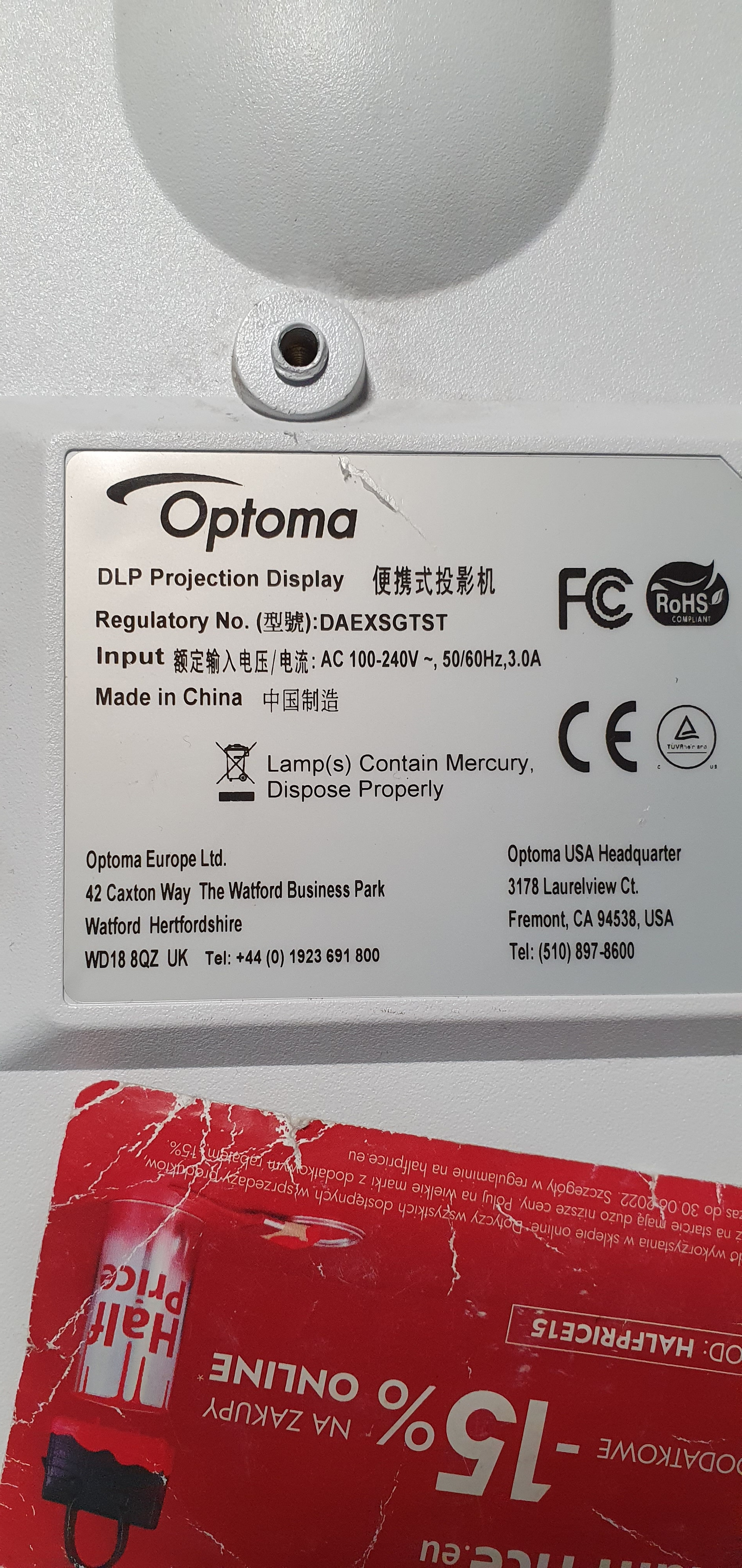 Optoma DAWSZLST - Jaka lampa do tego modelu projektora