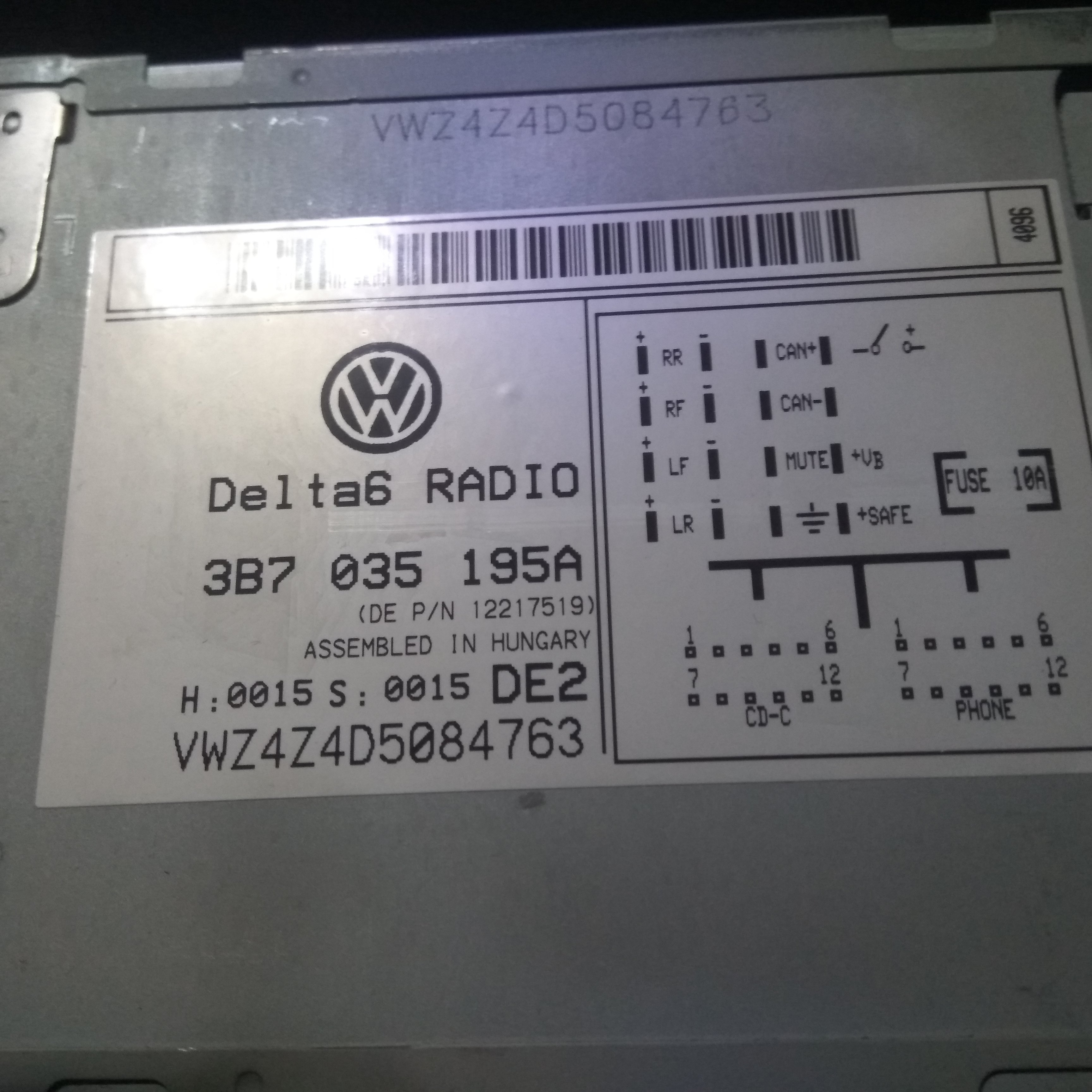 Passat B5FL, Radio Delta 6 - Błąd 00857 po podłączeniu modułu Bluetooth ...