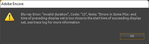 Adobe Encore CS6 - problem z tworzeniem blu-ray (kod 13)