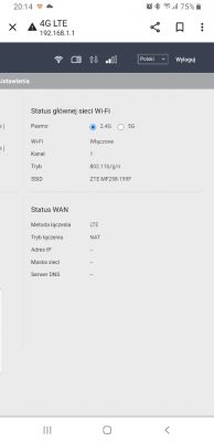 Modem ZTE MF 258 brak internetu z T-Mobile: brak połączenia LTE, karta SIM sprawna