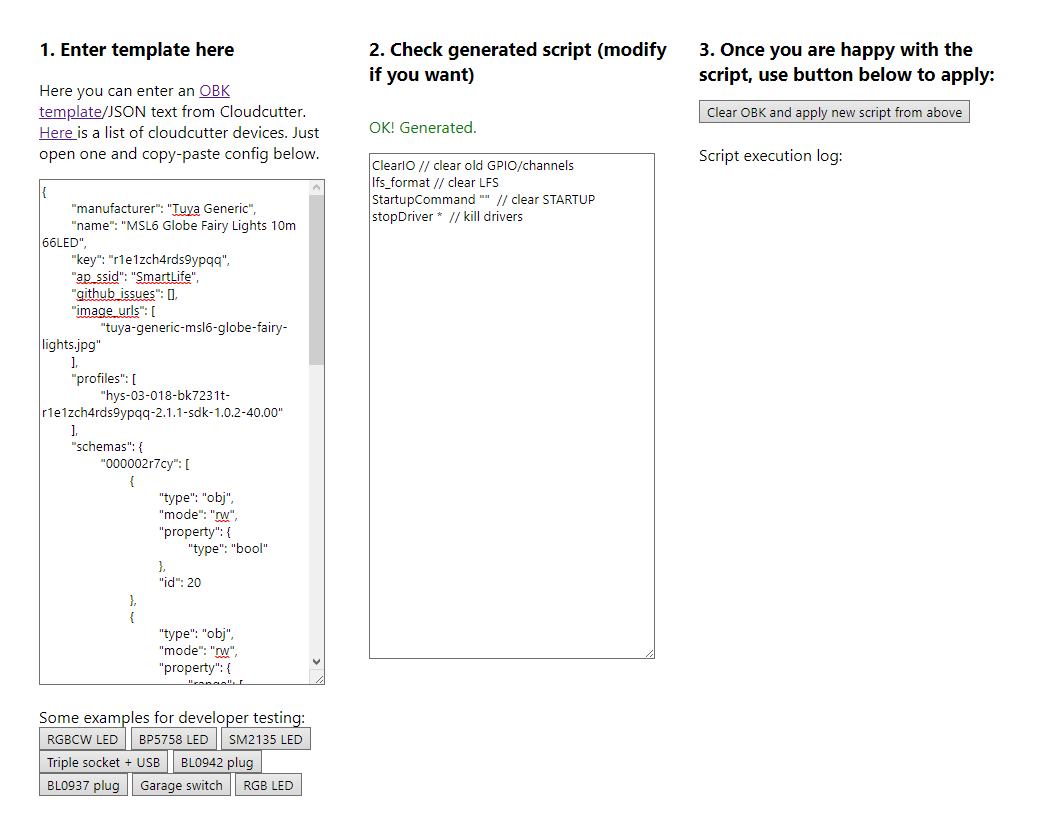 BK7231T Globe Fairy Lights - can't get GPIO config config template or cloud-cutter profile