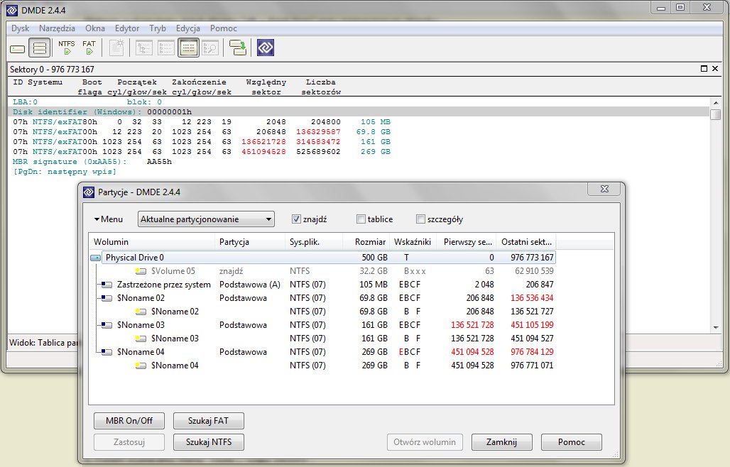 Win7 nie widzi partycji po uruchomieniu Partition Magic.