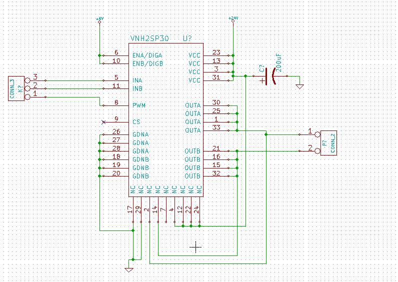 Sprawdzenie schematu Mostka H VNH2SP30-E dla silników 24V, 2-13A