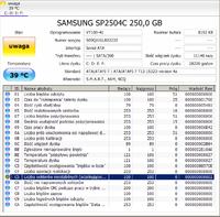 Dysk Samsung SP2504C - Liczba sektorów niestabilnych. w CrystalDiscInfo
