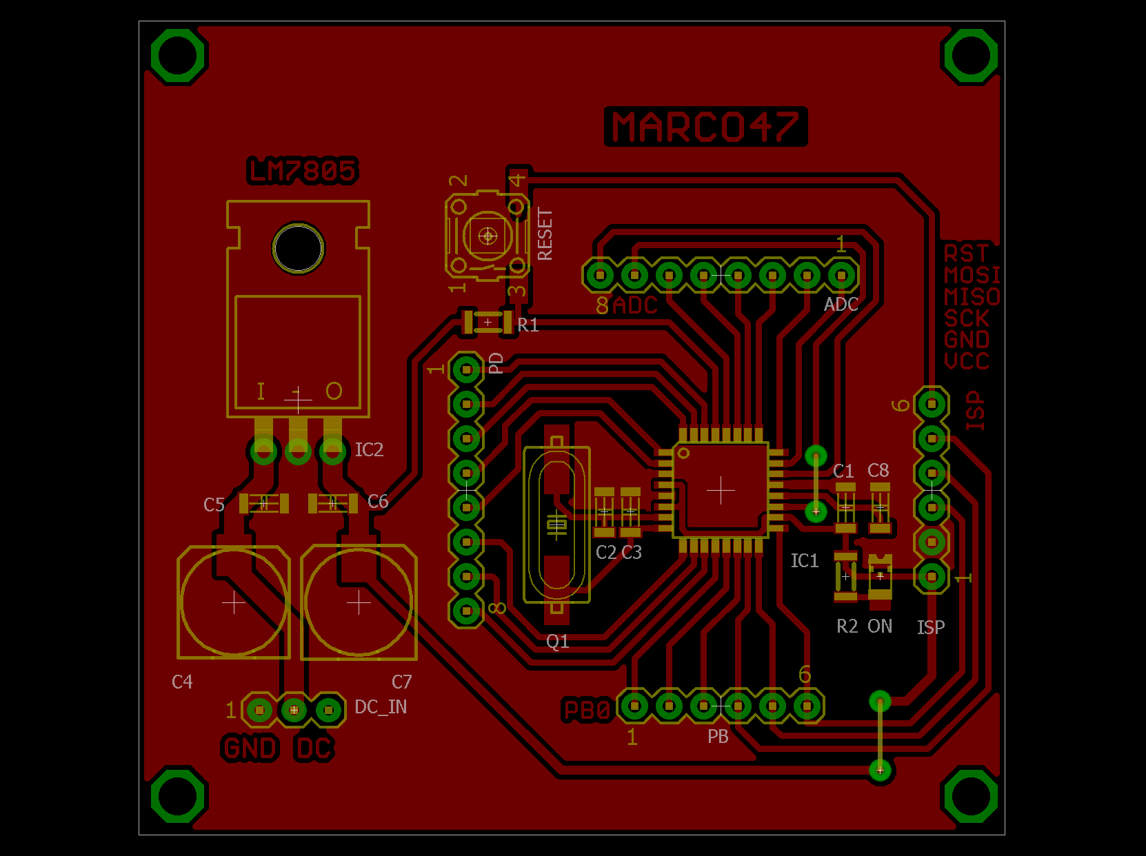 Moduł dla Atmega8 SMD PCB jednostronne - fotochemia
