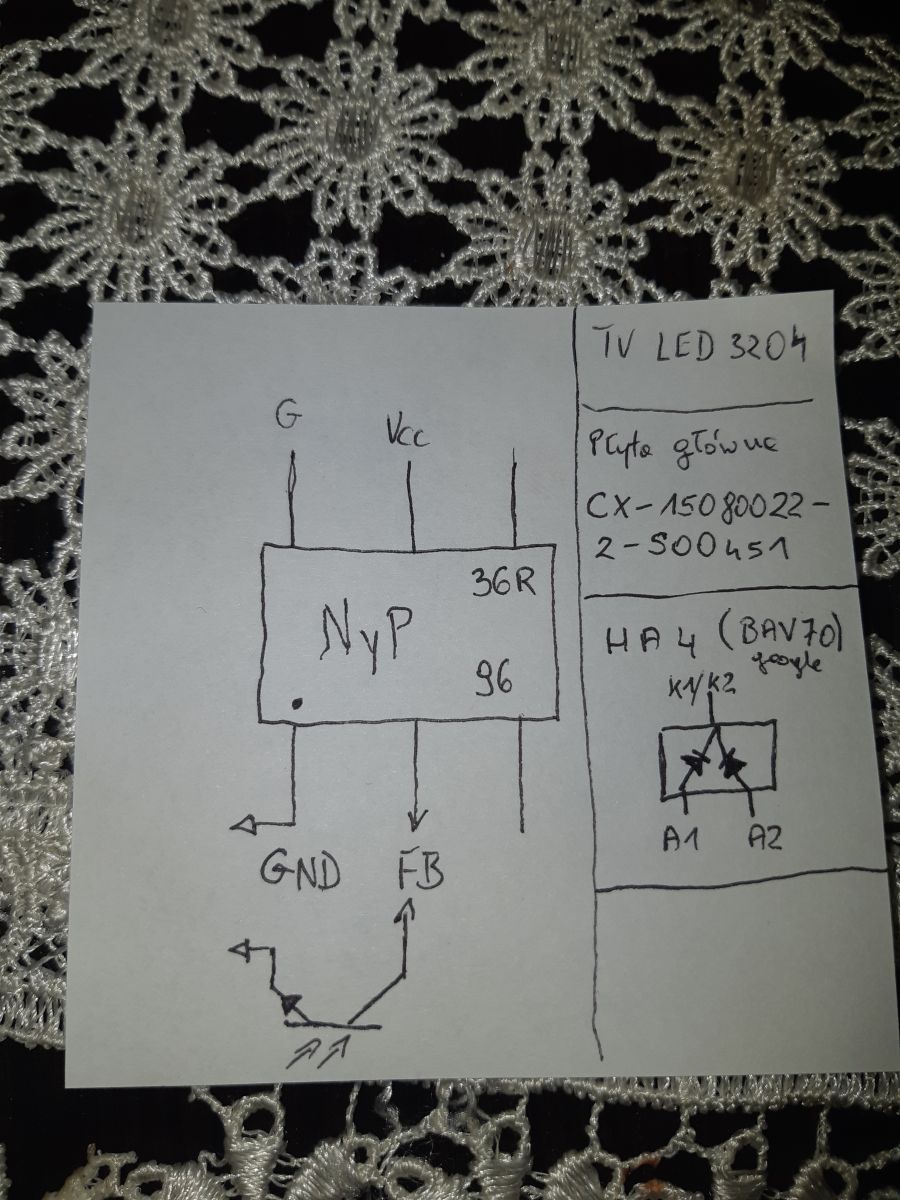 Identyfikacja i zamienniki układu NyP 36R 96 w TV MANTA LED 3204 - pytania o elementy