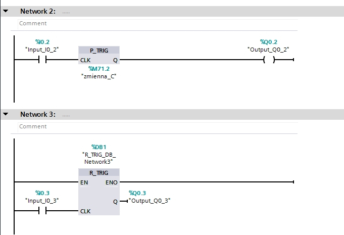 Jakie są praktyczne różnice między P_TRIG i R_TRIG w TIA Portal?