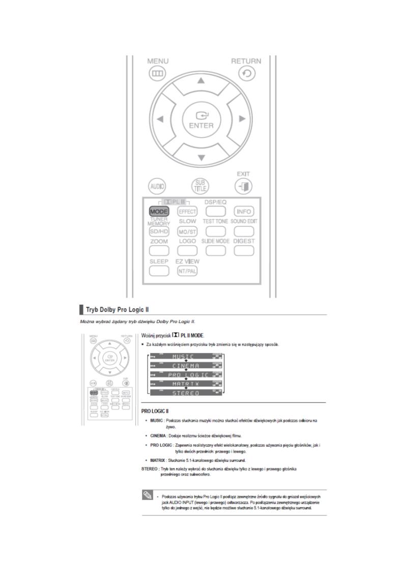 Jak włączyć dźwięk ProLogic w Samsung HT-X30 z pilotem AH59-01778M?