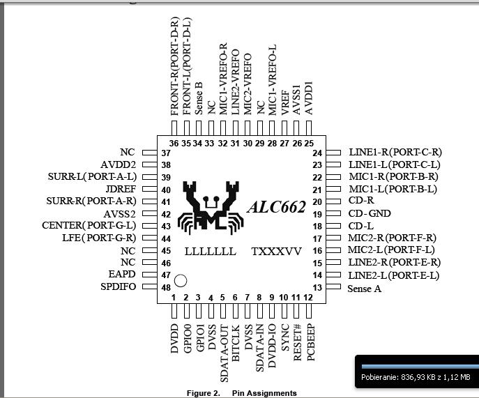 Spalona karta dzwiękowa Realtek ALC662 - Laptop Asus